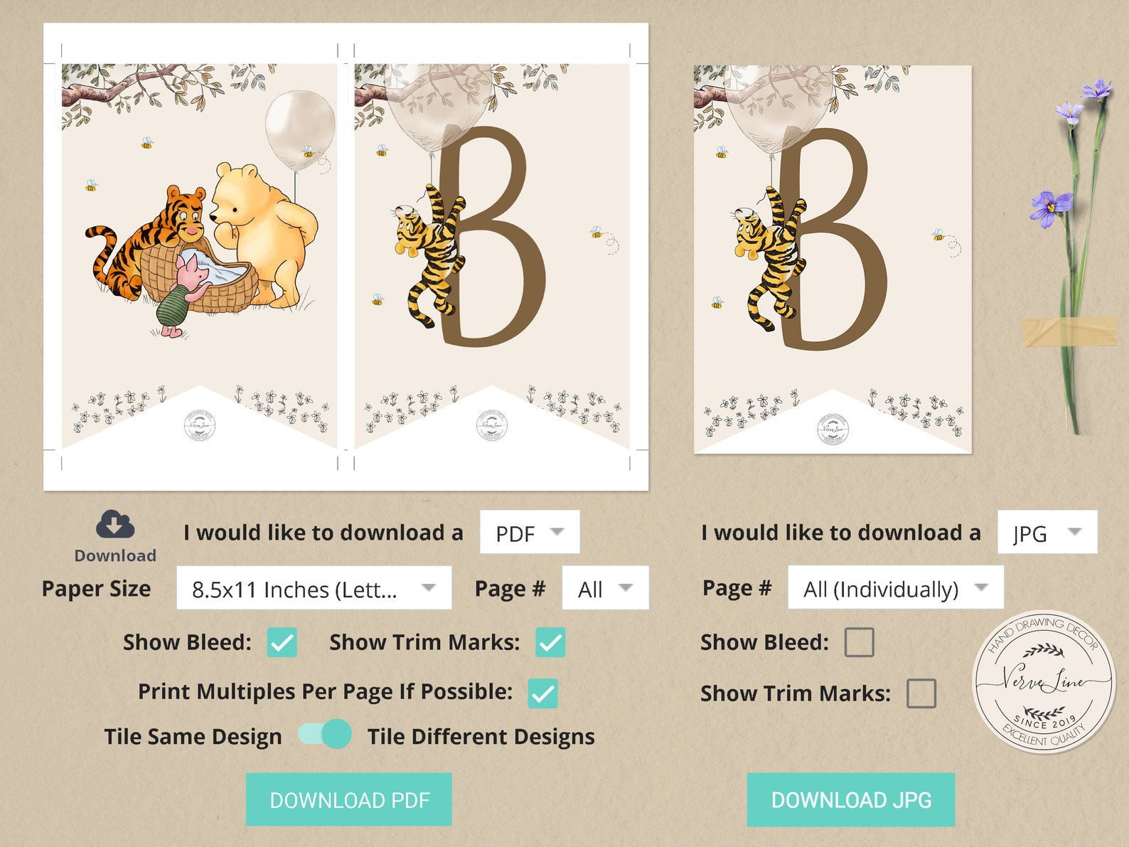 Editable Banner "oh Baby" Classic Winnie the Pooh Baby Shower Boy Girl ...