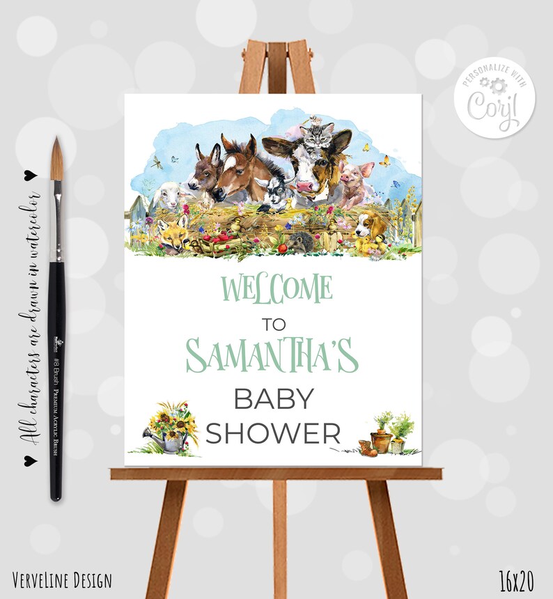 Editable Welcome Sign Farm Animals Barnyard Boy Girl Baby - Etsy