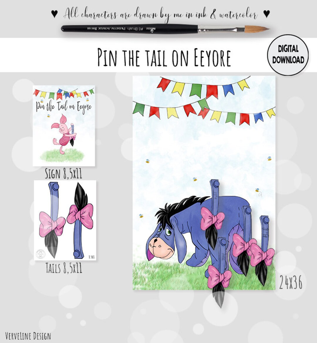 Big Game-pin the Tail on Eeyore- Game Winnie the Pooh Birthday Party ...
