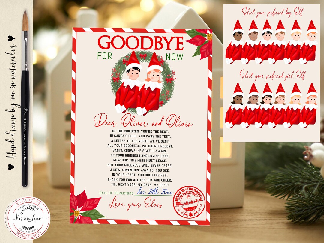 Editable Elf Goodbye Letter Boy Girl Departure Letter Christmas Goodbye ...