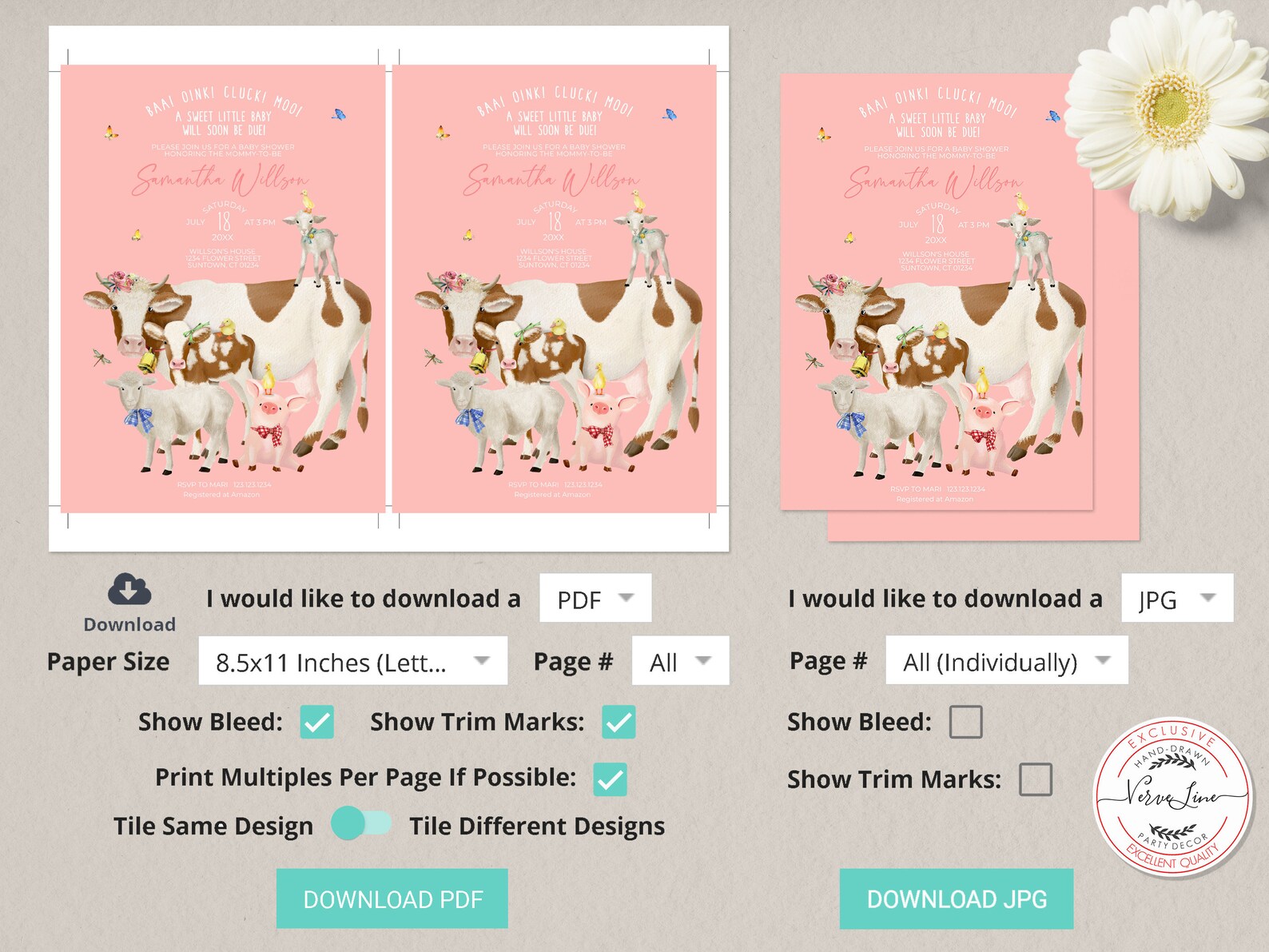 Editable Farm Baby Shower Sprinkle Girl Invitation Farm Animals ...