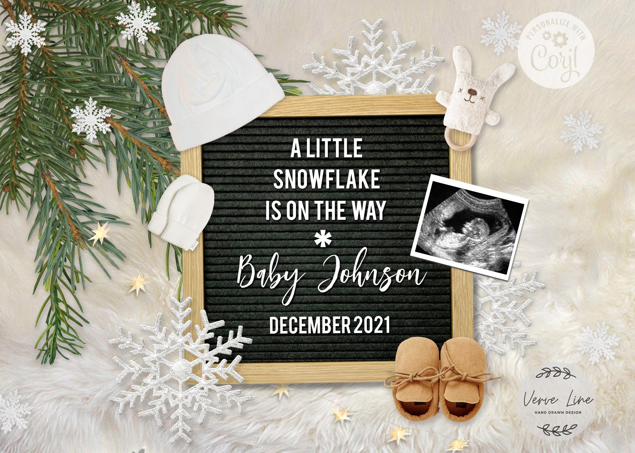 Editable Winter Pregnancy Announcement for Social Media | Etsy