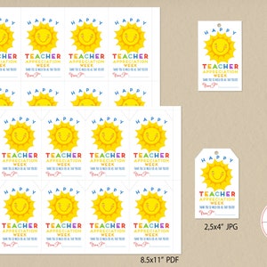 Thank You Tag Sun Teacher Appreciation Gift Tag Teacher Appreciation ...
