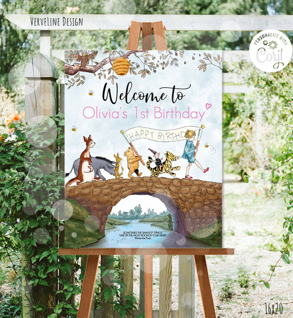 Editable Welcome Sign Classic Winnie the Pooh Birthday Girl - Etsy