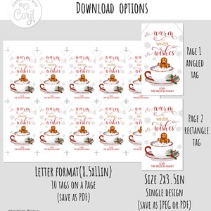 Christmas Tag Warm Wishes Hot Chocolate With a Cookie With Marshmallow ...