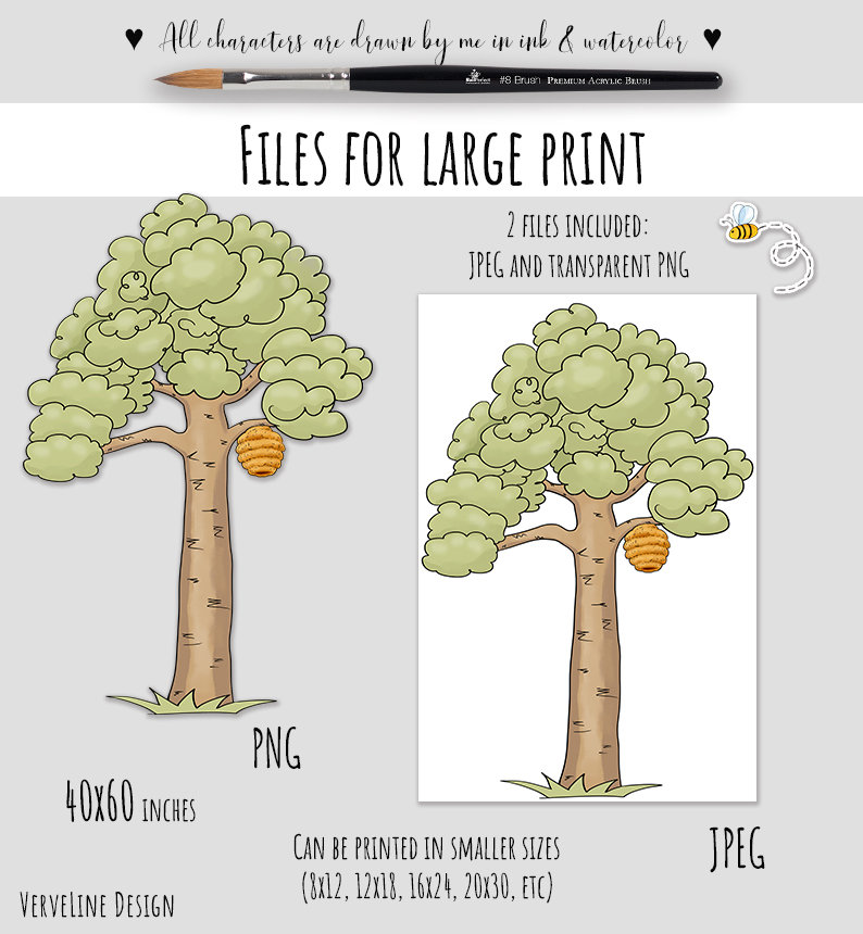 Cutout Winnie the Pooh Tree With a Hive Classic Decor for a Baby Shower ...