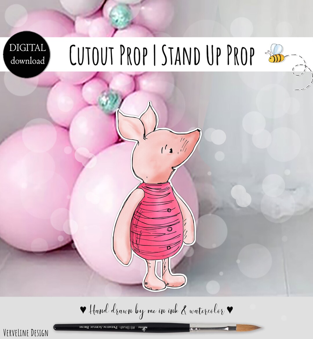 Cutout Decor Classic Winnie the Pooh Piglet Character in Pink Baby ...