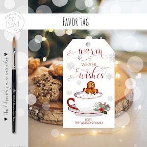 Christmas Tag Warm Wishes Hot Chocolate With a Cookie With Marshmallow ...