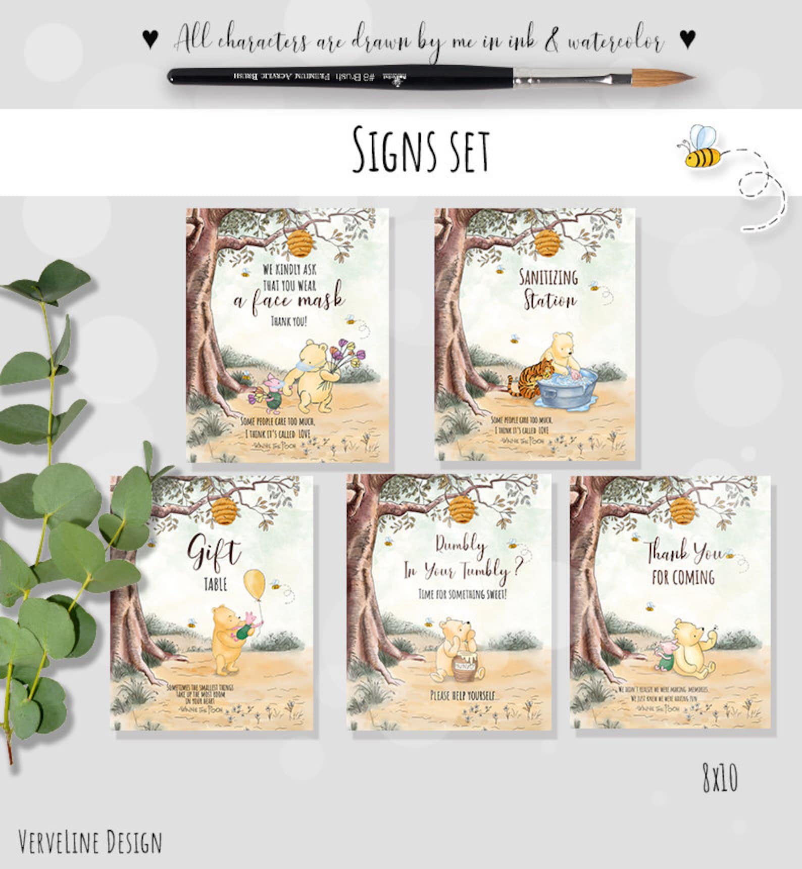 Signs Set Classic Winnie the Pooh Baby Shower Birthday Party | Etsy