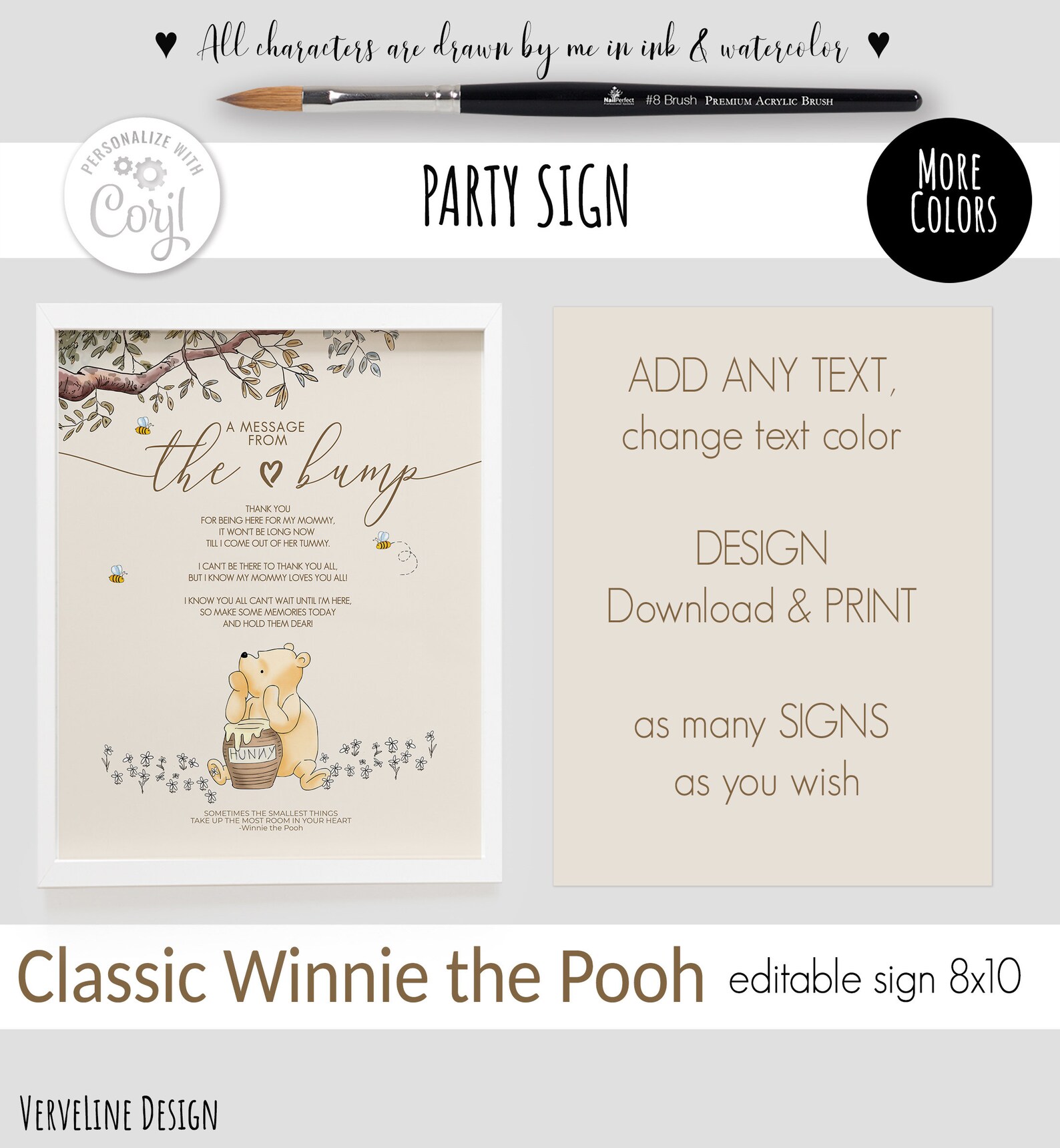 A Message From the Bump Sign for a Classic Winnie the Pooh Baby Shower ...