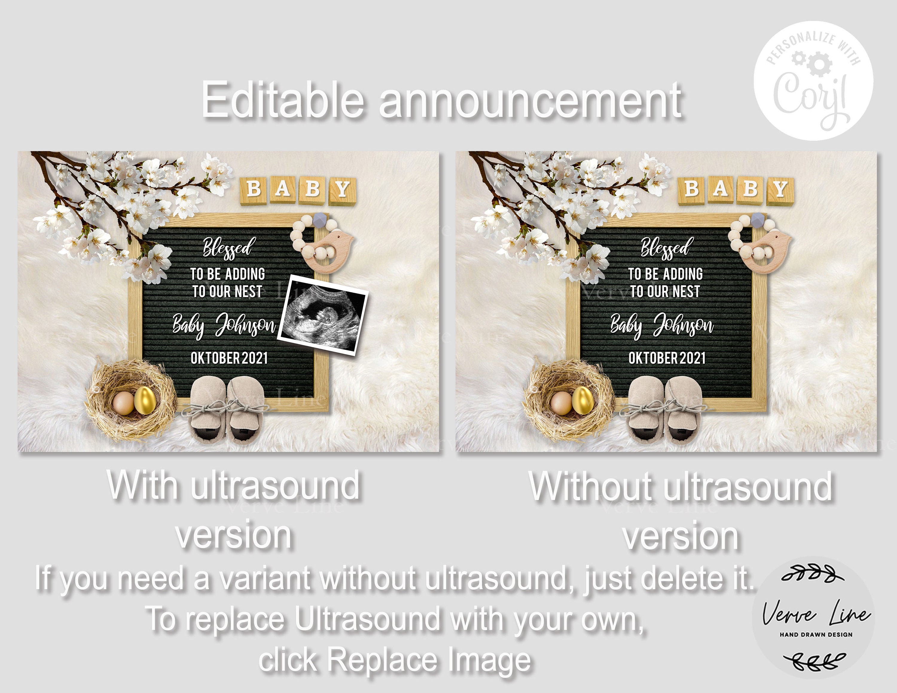 Editable Spring Pregnancy Announcement for Social Media | Etsy