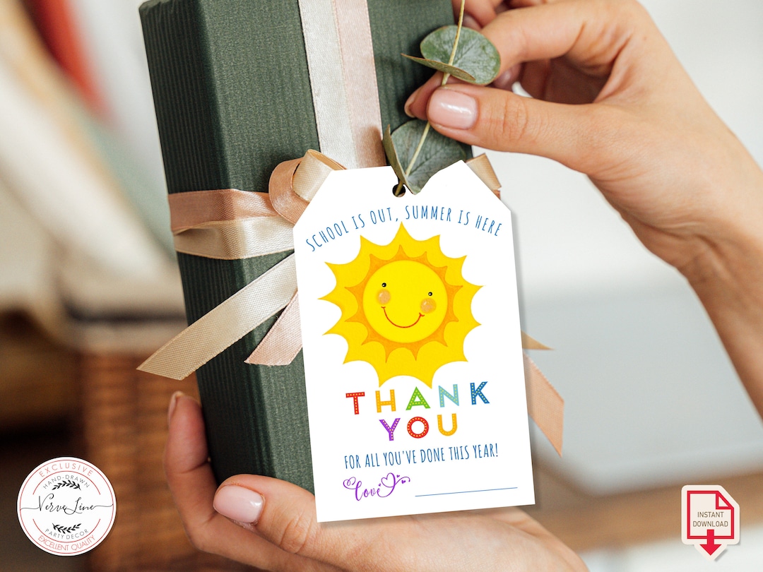 Thank You Tag Sun Teacher Appreciation Gift Tag Teacher Appreciation ...