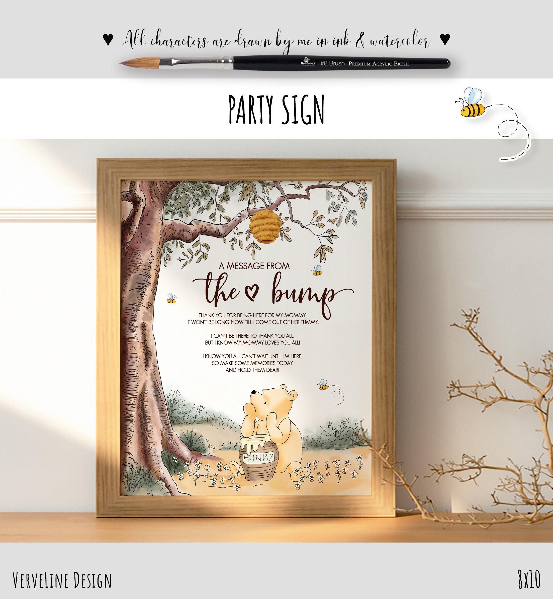 Message From the Bump Table Sign in a Classic Winnie the Pooh Style ...