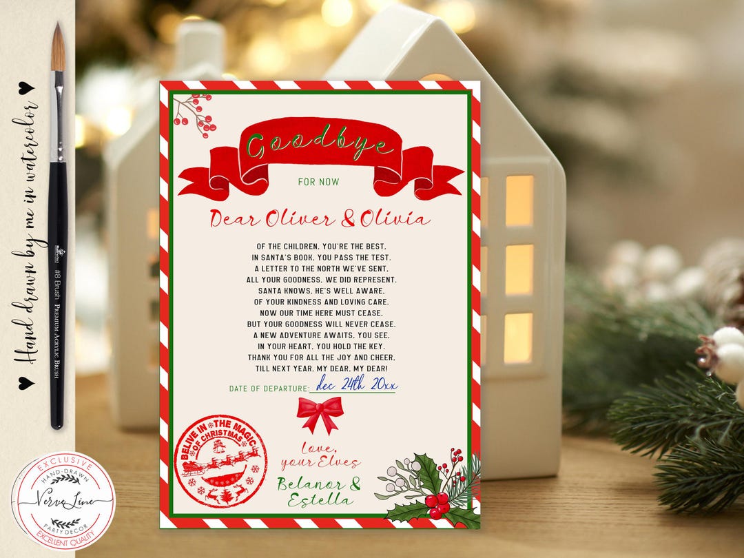 Editable Elf Goodbye Letter Boy Girl Departure Letter Christmas Goodbye ...