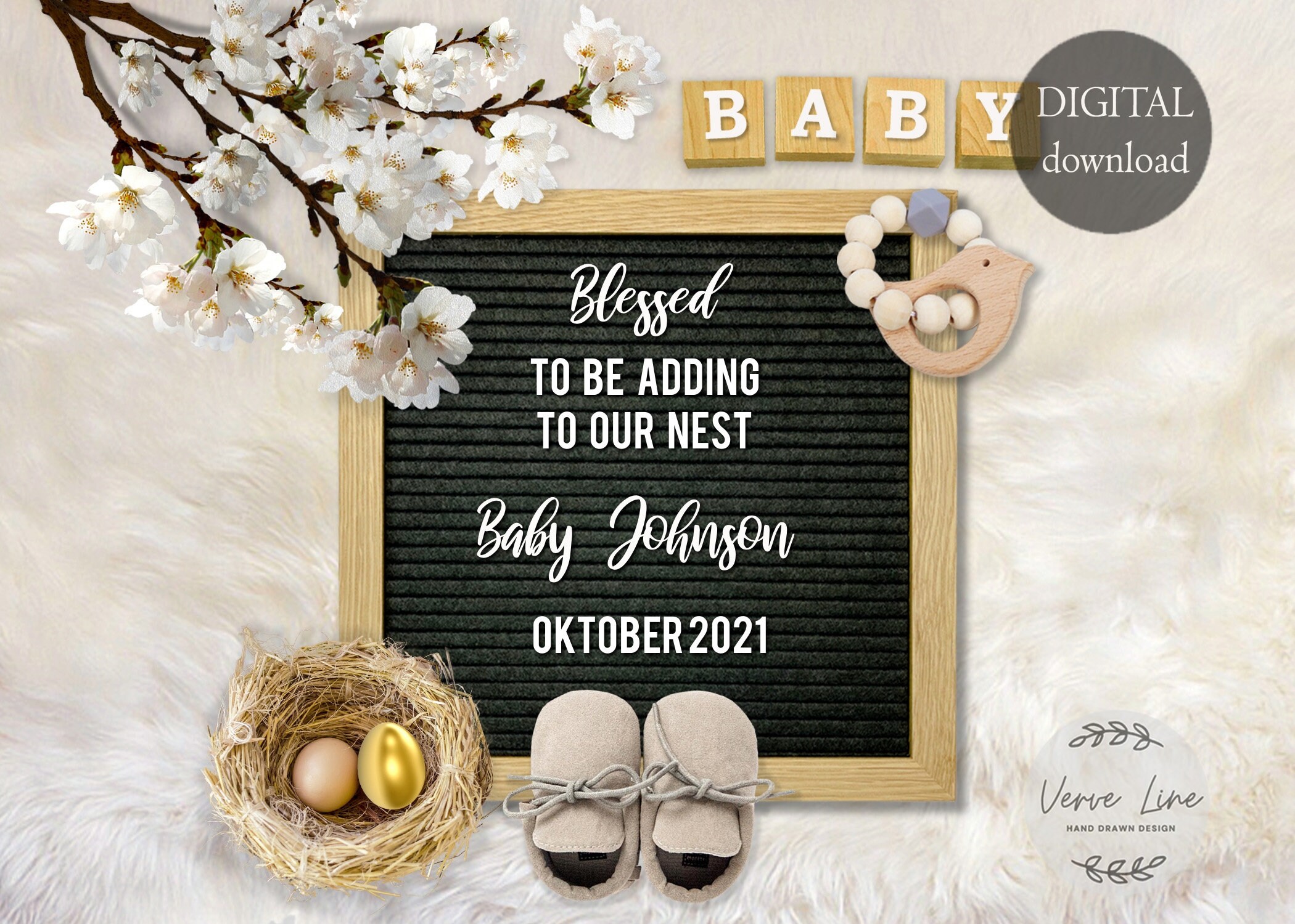 Editable Spring Pregnancy Announcement for Social Media - Etsy