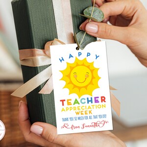 Editable Thank You Tag Sun Teacher Appreciation Gift Tag Teacher ...
