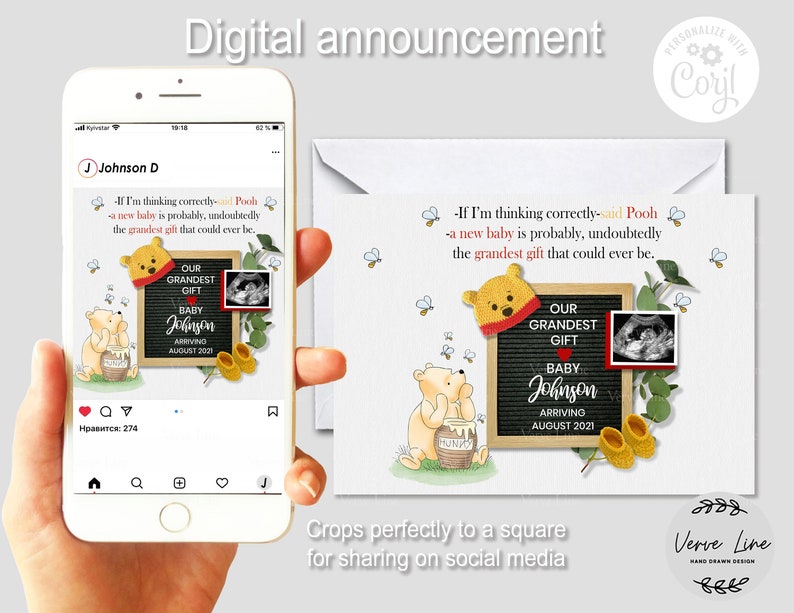 Editable Funny Pregnancy Announcement for Social Media Instagram ...
