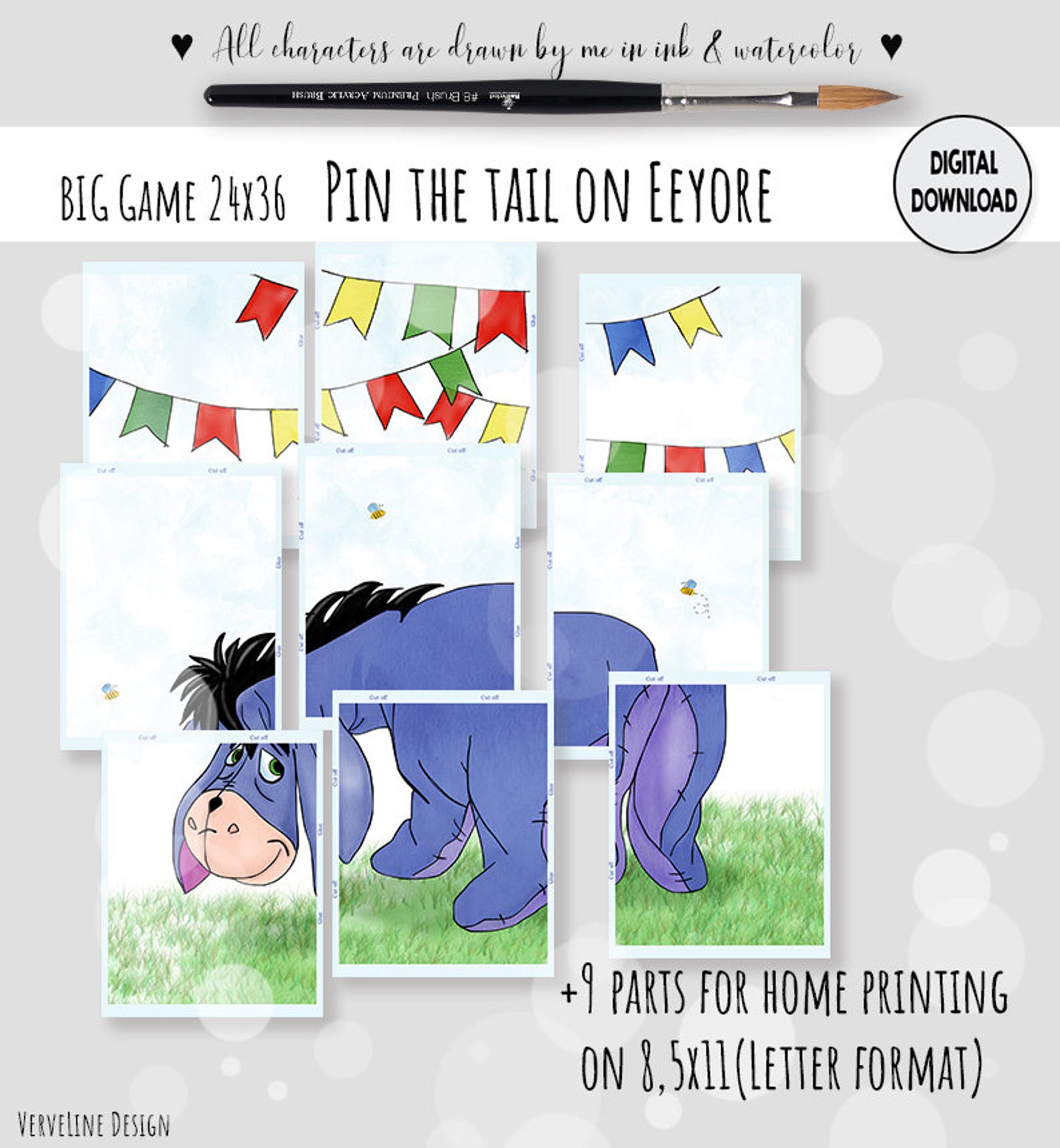Big Game-pin the Tail on Eeyore Game Winnie the Pooh Birthday - Etsy