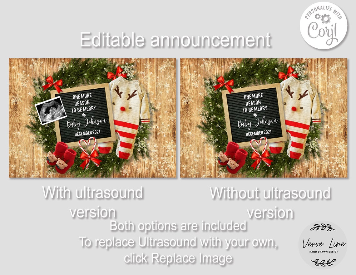 Editable Winter Pregnancy Announcement for Social Media Xmas | Etsy