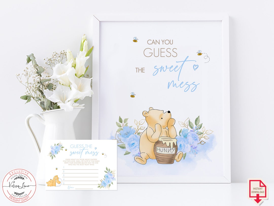 Guess the Sweet Mess Game Table Sign in a Classic Winnie the Pooh Baby ...