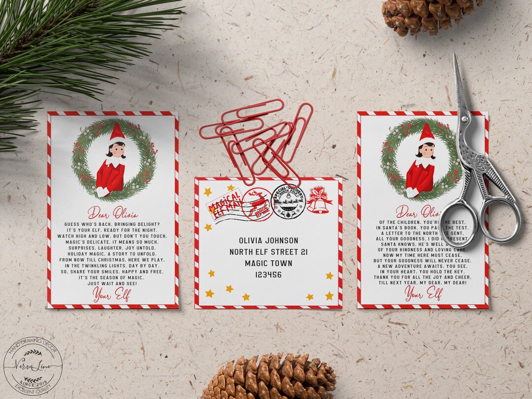 Editable Mini Elf Letter for Arrival and Departure Girl I'm Back Return ...
