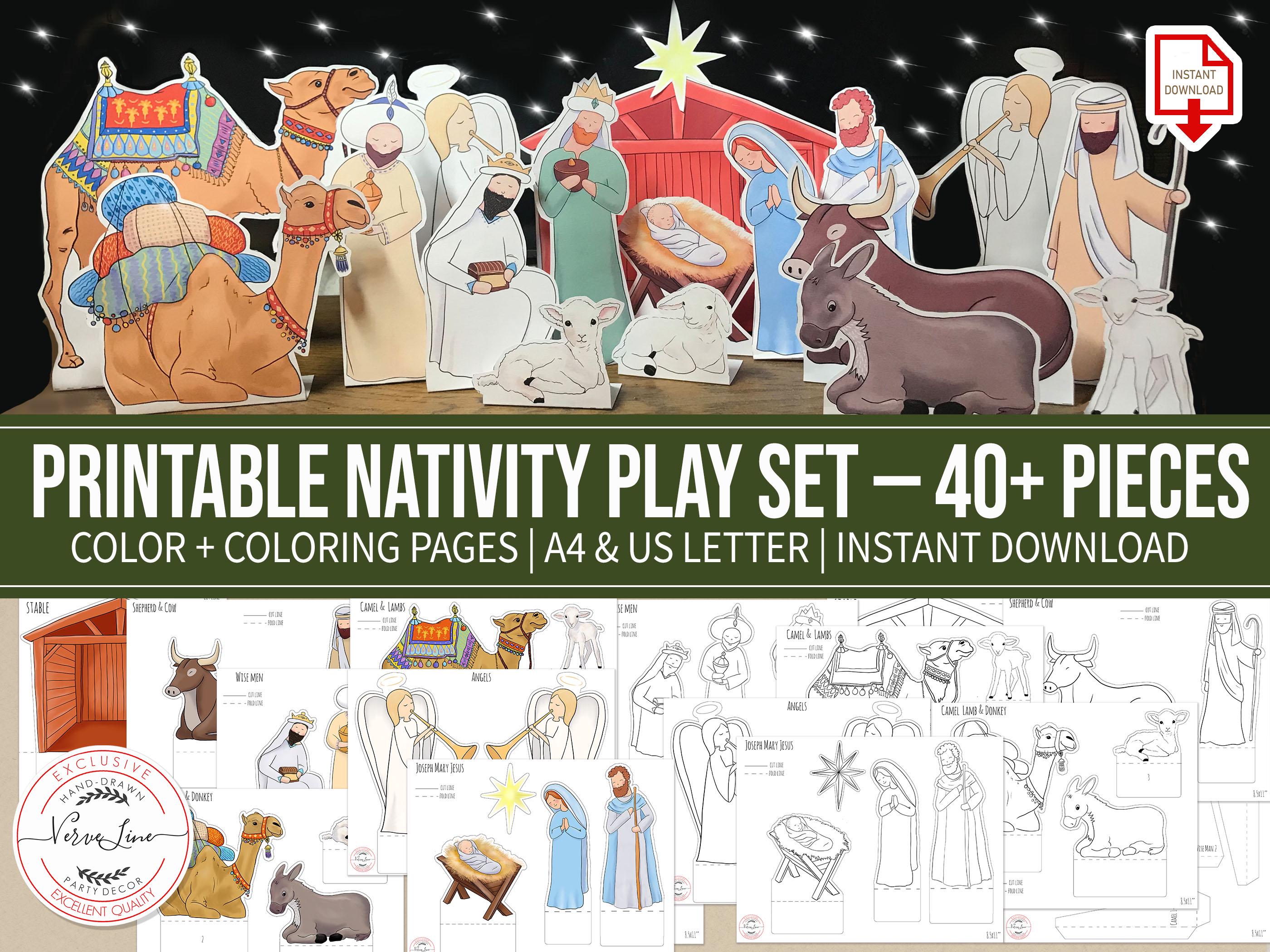 Printable Nativity Play Set | Cut & Color Christmas Craft for Kids ...