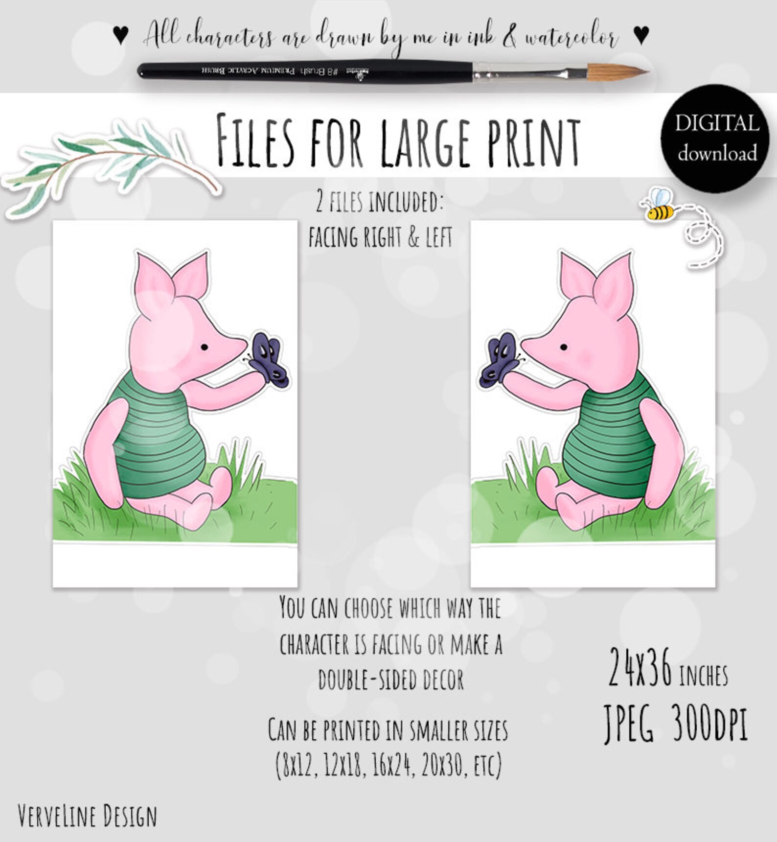 Cutout Decor Piglet With Butterfly Classic Winnie the Pooh - Etsy