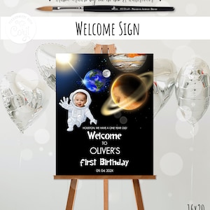 Editable Welcome Sign Space First Birthday Boy Girl Personalized With ...