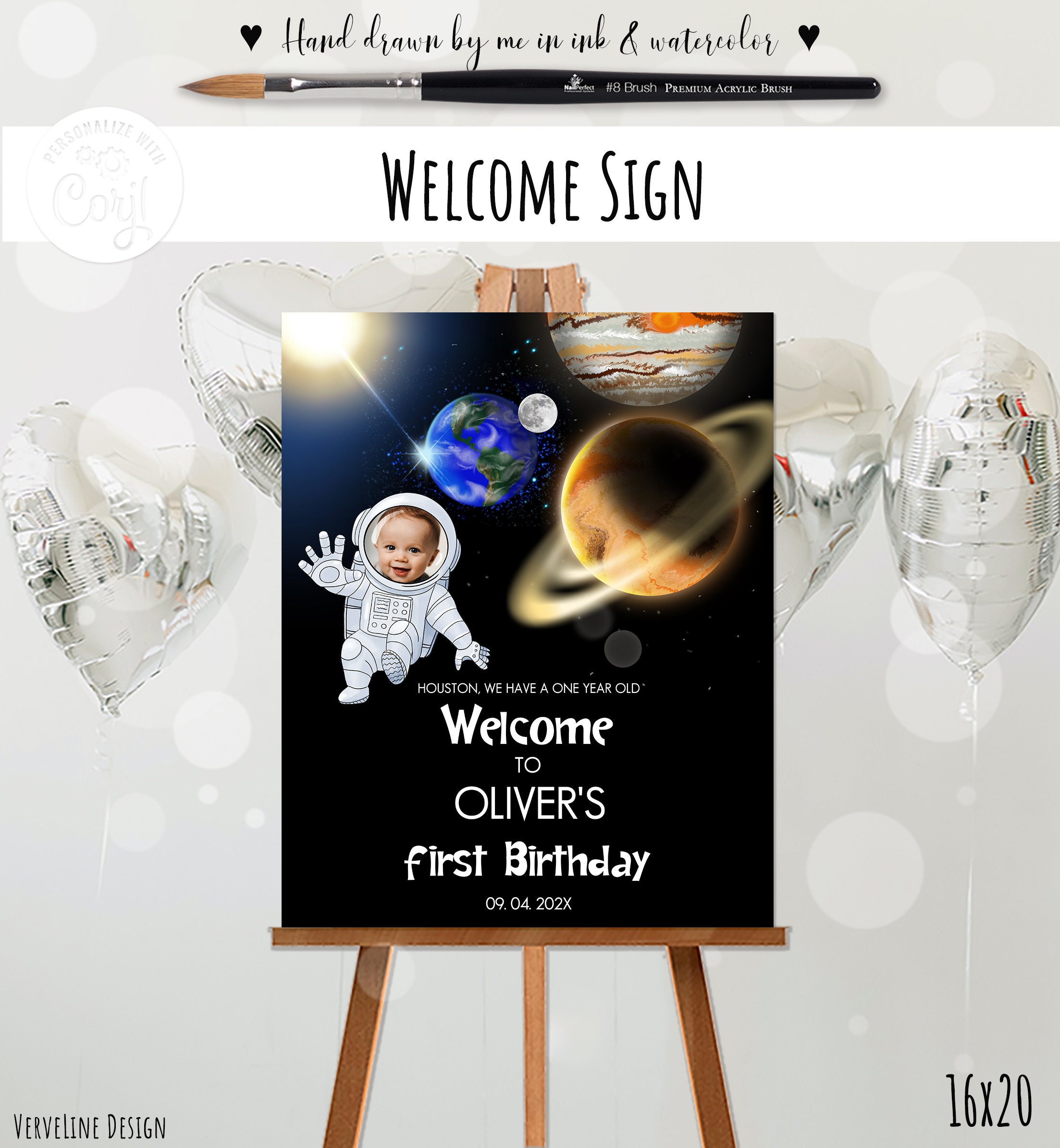 Editable Welcome Sign Space First Birthday Boy Girl - Etsy