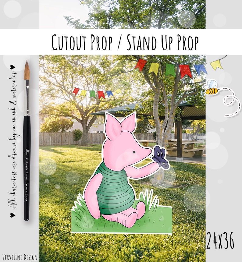 Cutout Decor Piglet With Butterfly Classic Winnie the Pooh - Etsy