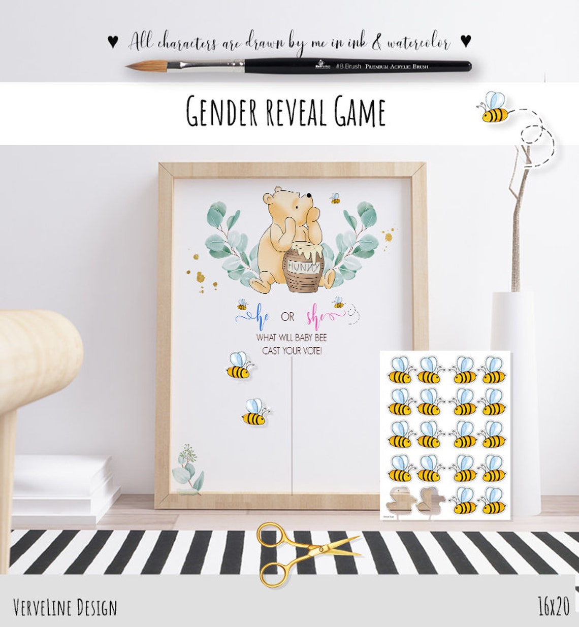 Classic Winnie the Pooh Baby Shower Gender Reveal Game He or - Etsy