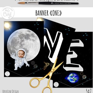 Editable Space Banner ONE With a Picture for a Themed 1st Birthday ...