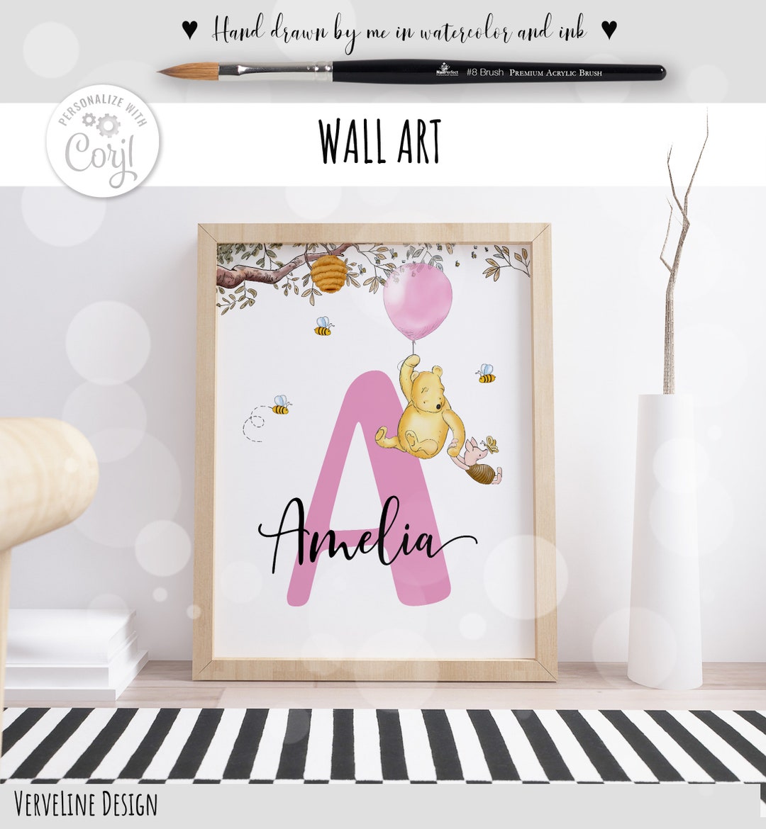 Editable Name Sign in the Classic Winnie the Pooh Style for a Girl ...