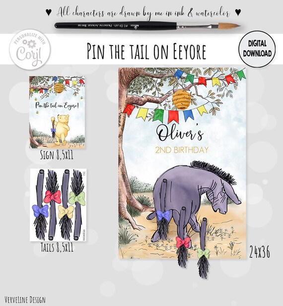 Editable Pin the Tail on Eeyore Game for Classic Winnie the - Etsy