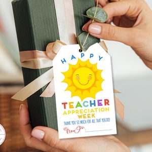 Thank You Tag Sun Teacher Appreciation Gift Tag Teacher Appreciation ...