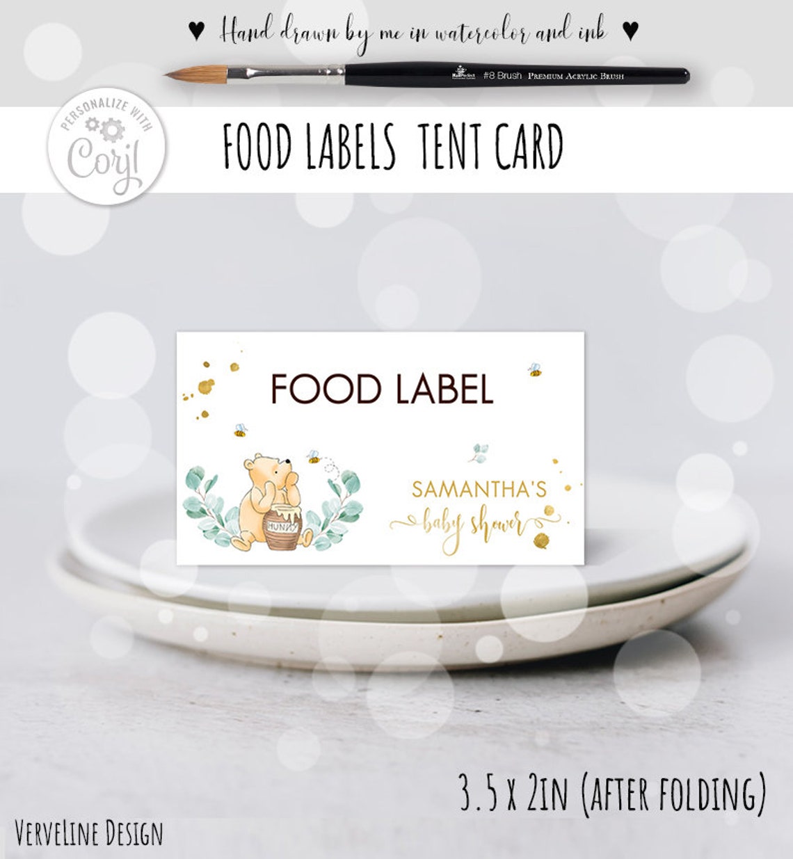 Food Label Winnie the Pooh Table Card Birthday Baby Shower - Etsy