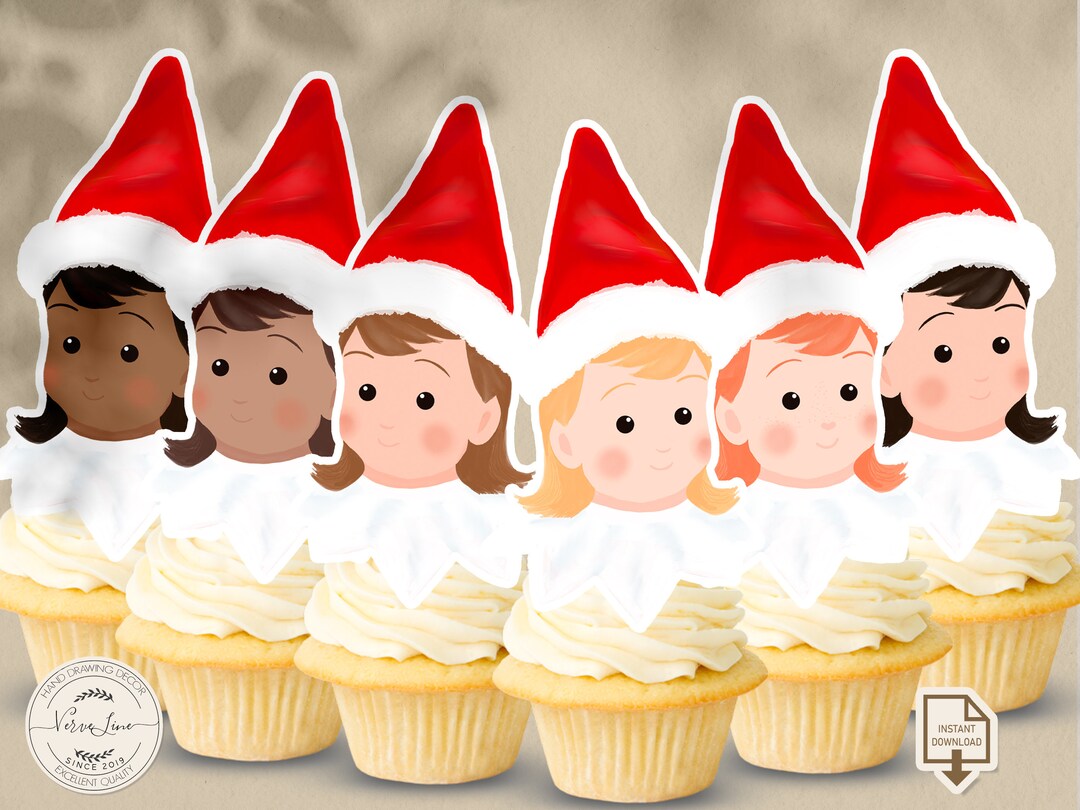 Girl Elf Cupcake Toppers Elf Arrival, Return, I'm We're Back DIGITAL ...