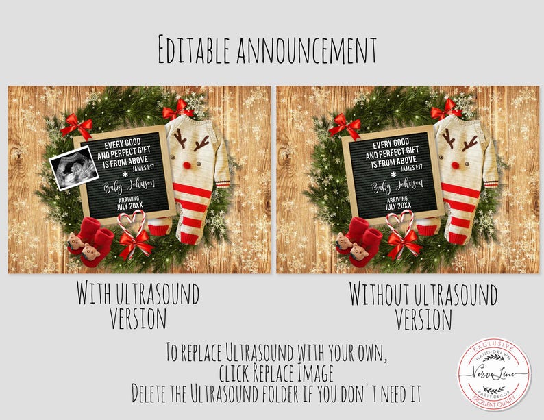 Editable Winter Pregnancy Announcement for Social Media Christmas News ...