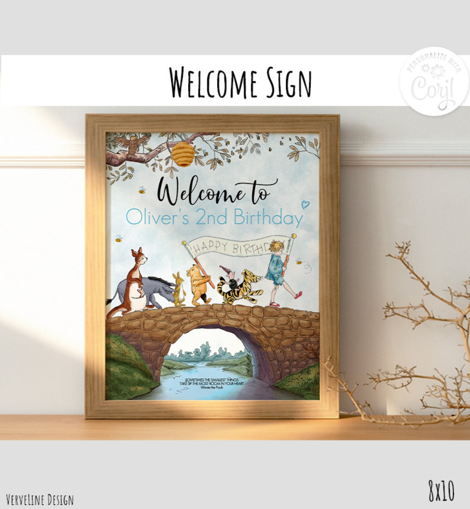 Editable Welcome Sign Classic Winnie the Pooh Birthday Boy Party Sign ...