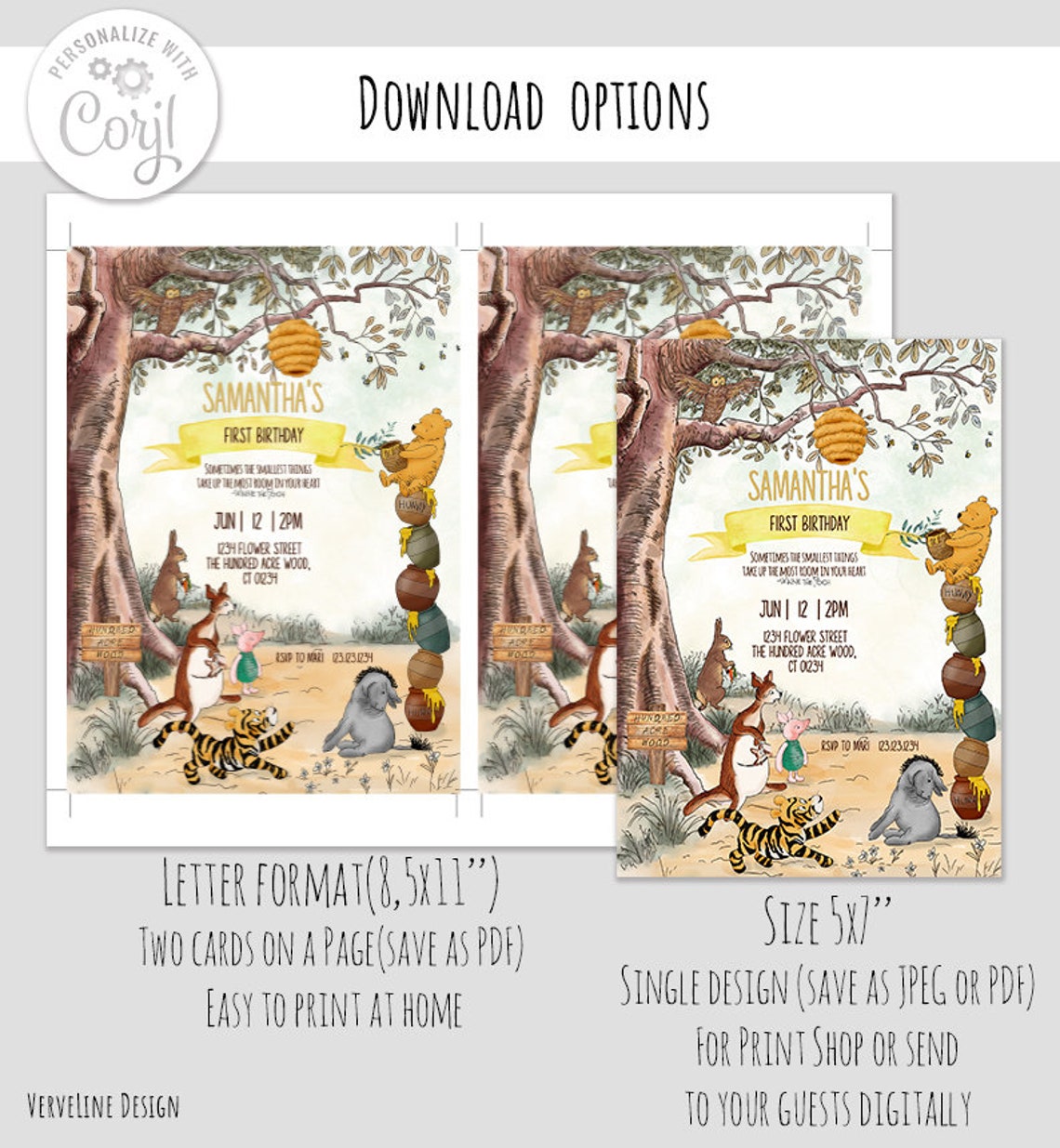 Editable Classic Winnie the Pooh Birthdaybaby Shower | Etsy