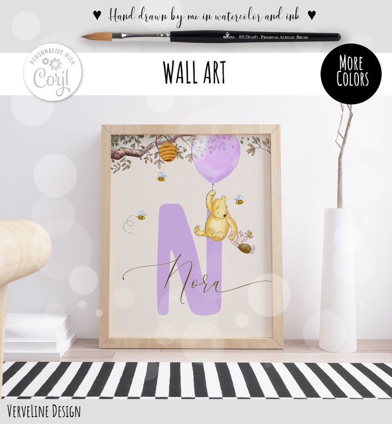 Editable Name Sign in the Classic Winnie the Pooh Style in Any Color ...