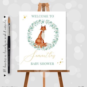 Fox Baby Shower Editable Welcome Sign 1 Woodland Baby Shower Welcome ...