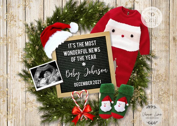 Editable Winter Pregnancy Announcement for Social Media Post | Etsy