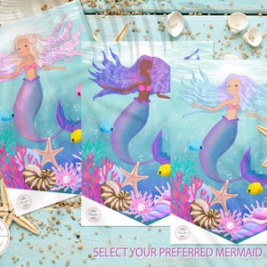 Mermaid Alphabet Banner Letters A to Z Numbers for a Themed Under the ...
