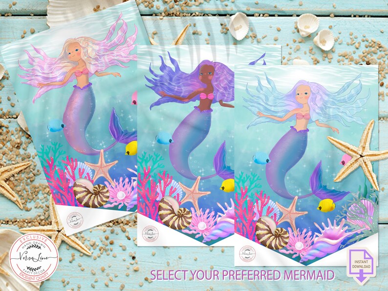 Mermaid Alphabet Banner Letters A to Z Numbers for a Themed Under the ...