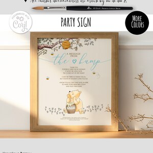 A Message From the Bump Sign for a Classic Winnie the Pooh Baby Shower ...