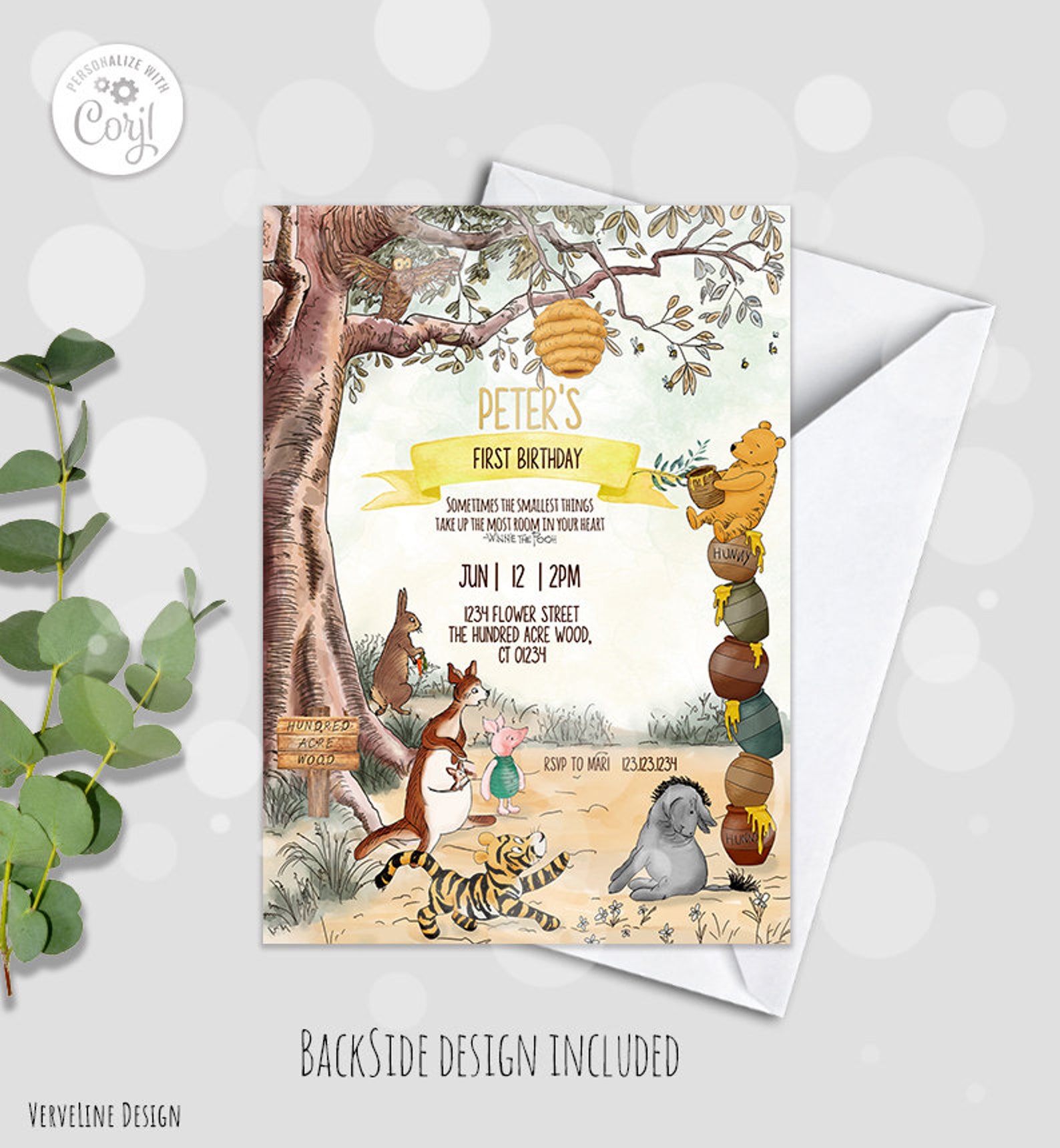 Editable Classic Winnie the Pooh Birthdaybaby Shower | Etsy