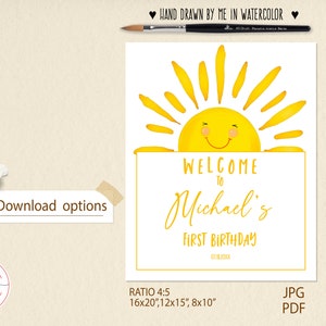 Editable Welcome Sign Sunshine Birthday Boy Girl ANY AGE Trip Around ...