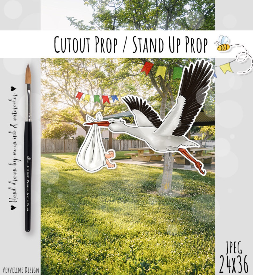 Stork With Baby Cutout Decor Baby Shower Party Cutout Prop - Etsy
