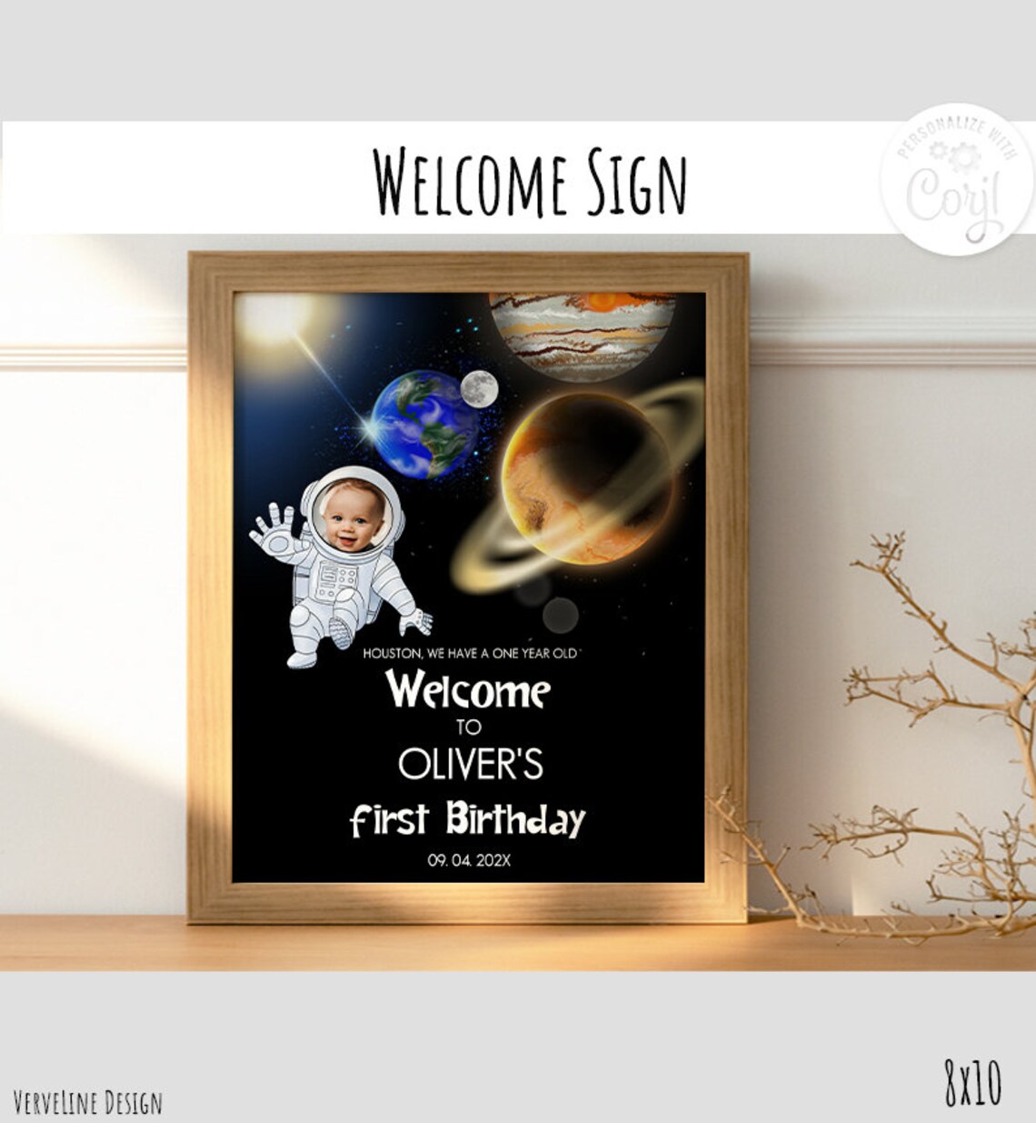 Editable Welcome Sign Space First Birthday Boy Girl - Etsy